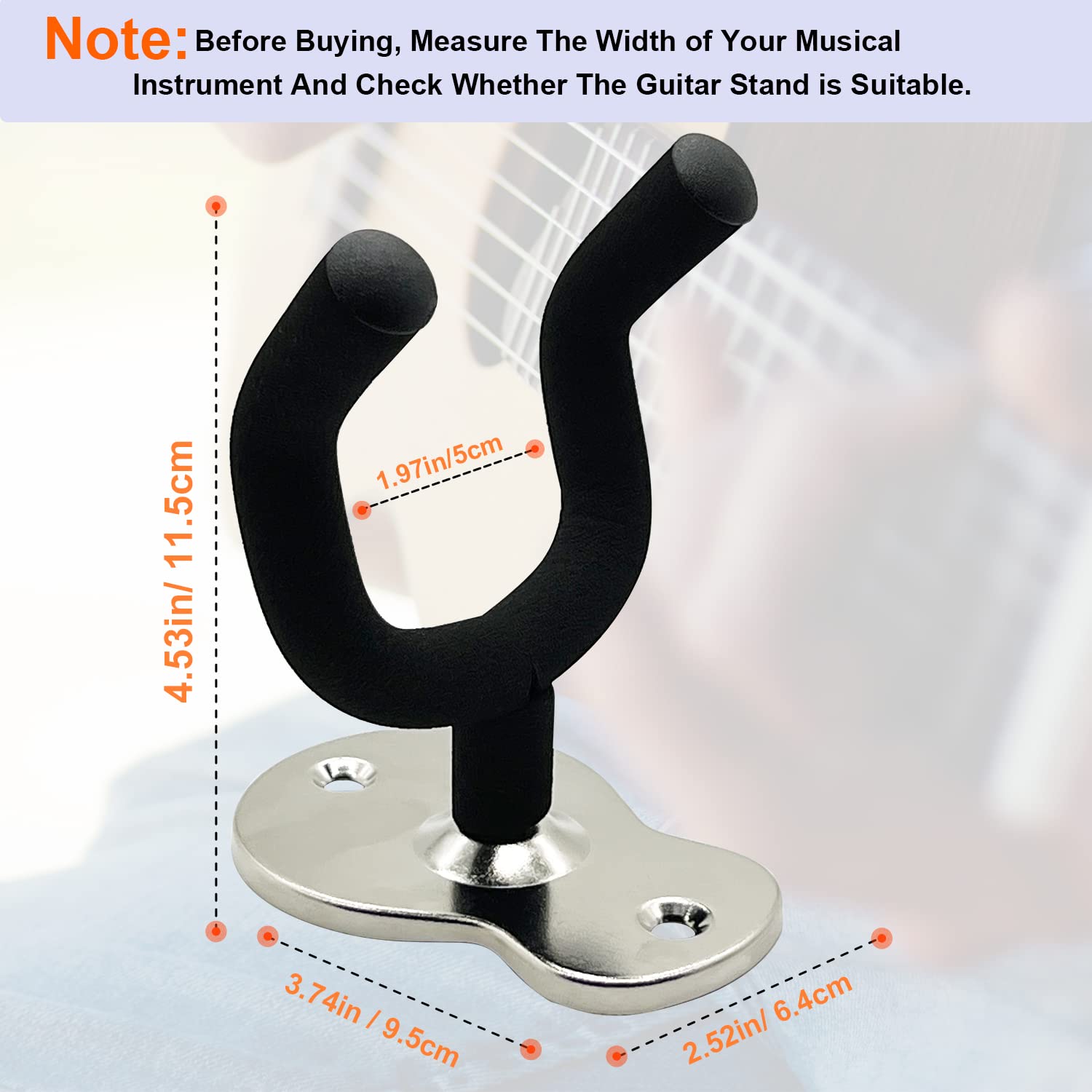 Depointer DEPOINTER Guitar Wall Mount Hanger 3-Pack,Metal Guitar Hanger, Guitar Bracket with Protective Sponge, Guitar Holder Stand Suitable for Bass/Guitar/Banjo/Ukulele- Silver