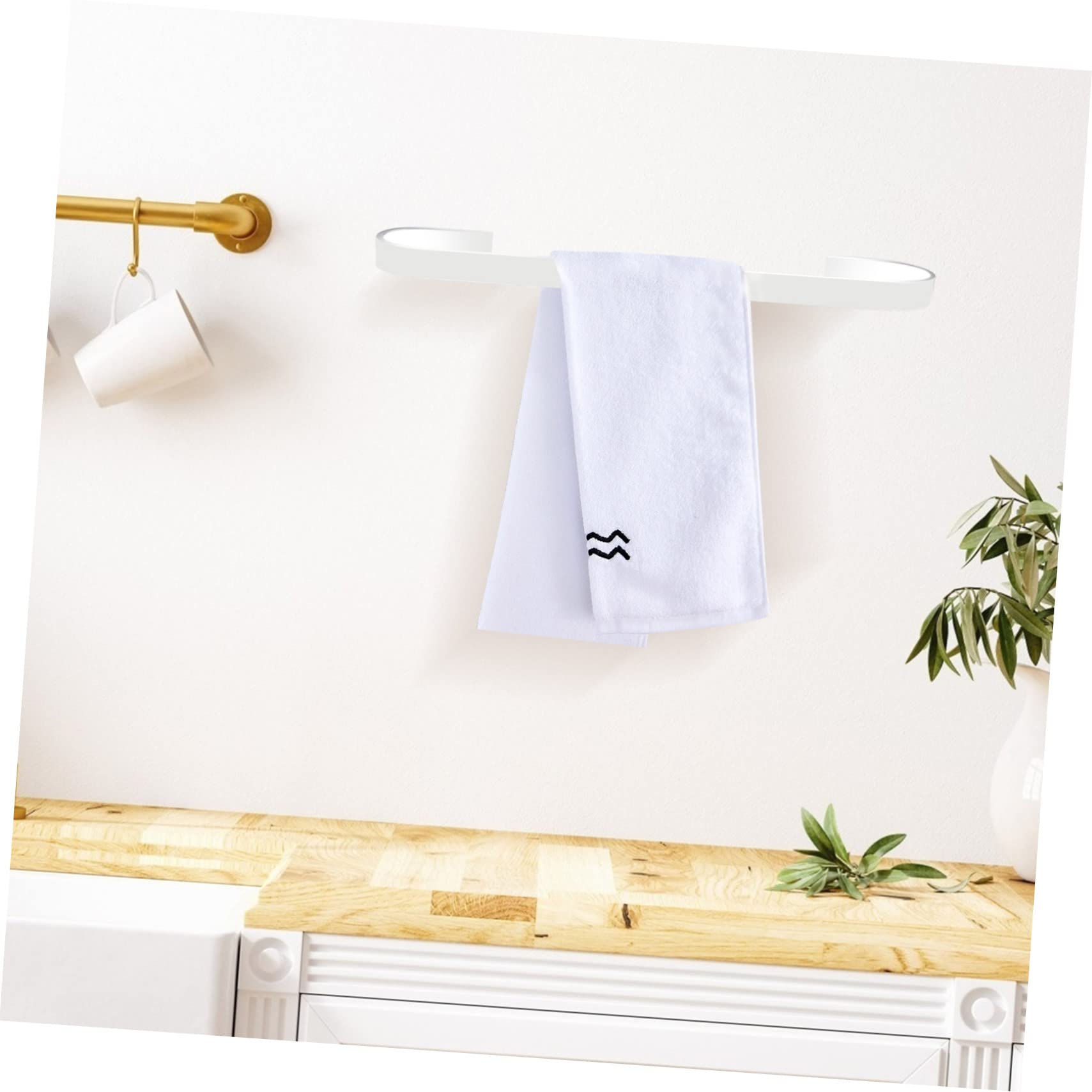 DRESSOOS 1 Set Nail Towel Rack Black Towel Holder Wall Mounted Towel Holder Kitchen Cabinet Holder Simple and Elegant Towel Holder Sticky Hanger Bathroom Shelf Household Space Aluminum