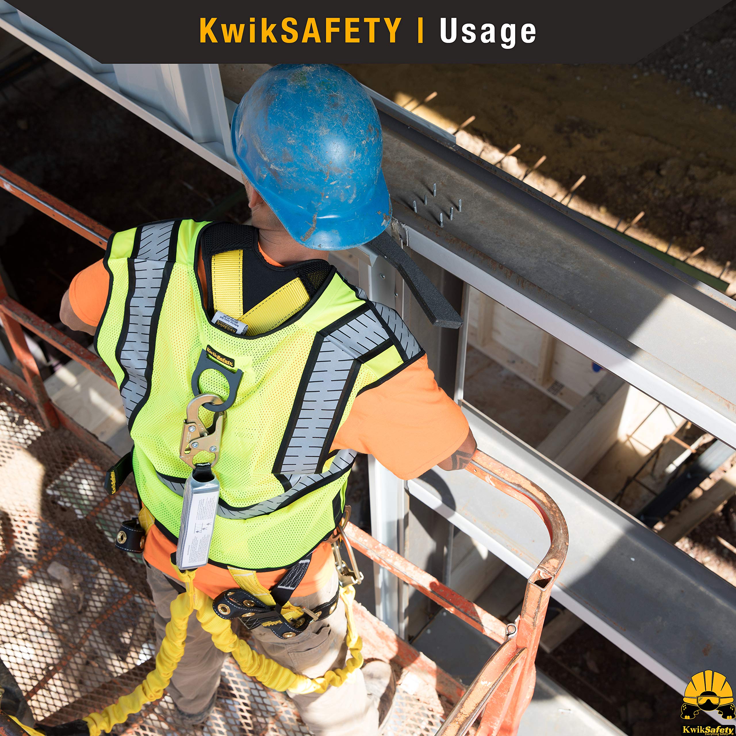 KwikSafety - Charlotte, NC - PYTHON [External Shock Absorber] Double Leg 6ft Safety Lanyard OSHA ANSI Fall Protection Restraint Equipment Snap Rebar Connectors Construction Arborist Roofing