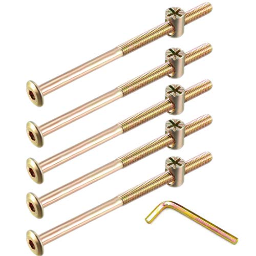 SpeedDa M6x110mm Thread Hex Key Drive Socket Furniture Bolt w Barrel Nut Bolt Nuts Assortment Kit for Furniture Cots Beds Crib and Chairs(Pack of 16)