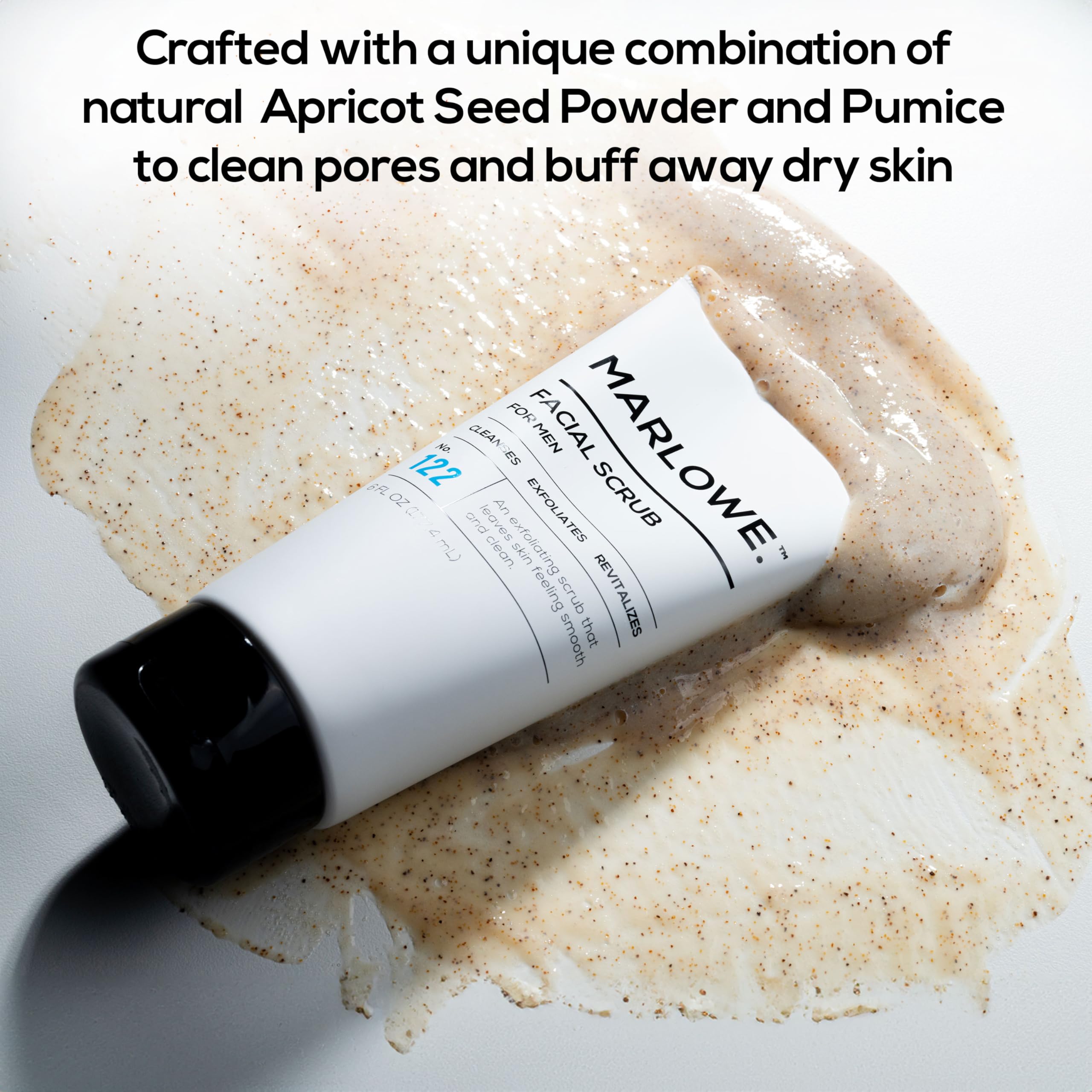 MARLOWE. No. 122 Men's Facial Scrub 6 oz, Light Daily Exfoliating Face Cleanser with Fresh Pine & Agarwood Scent
