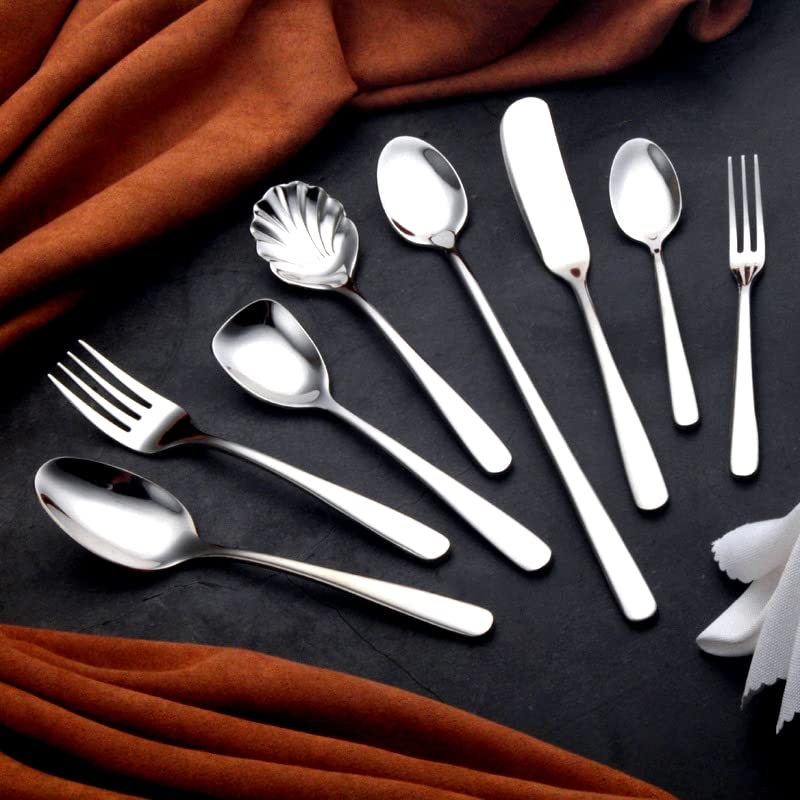 Csinos 304 Stainless Steel Spoon Shell Shape Flatware Spoon Dessert Spoon Set of 6