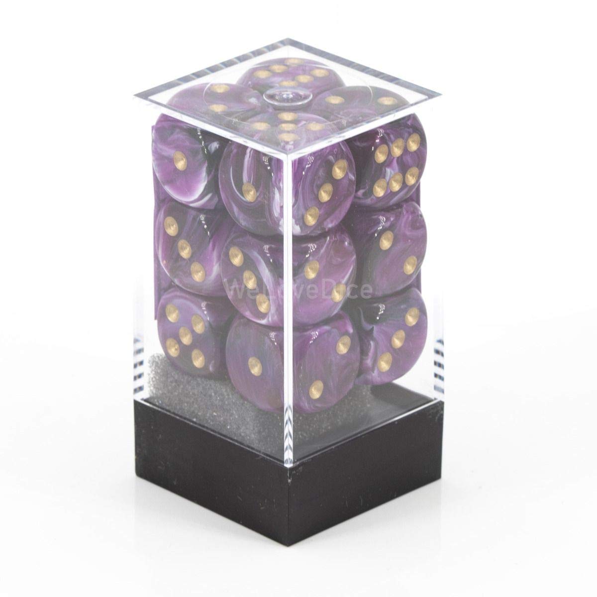 DND Dice Set-Chessex D&D Dice-16mm Vortex Purple and Gold Plastic Polyhedral Dice Set-Dungeons and Dragons Dice Includes 12 Dice β D6