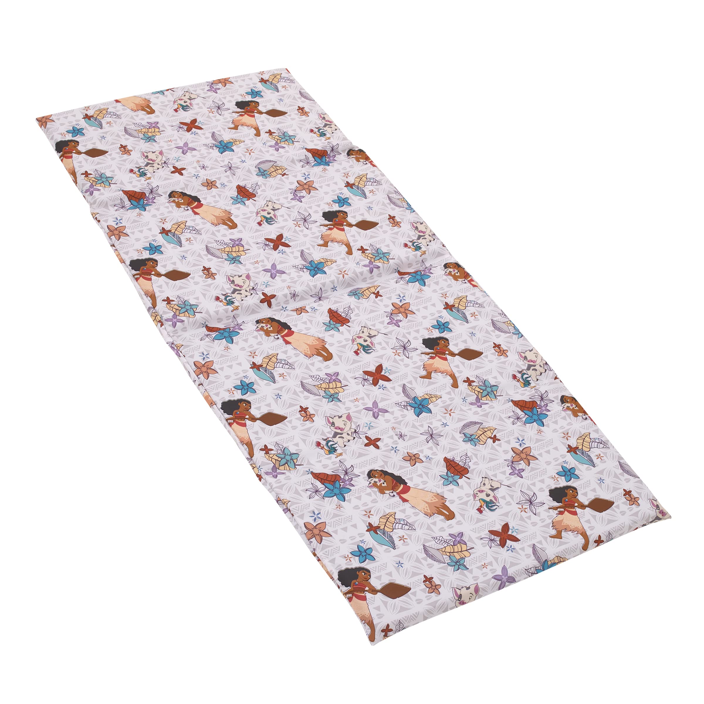 Disney Moana Free as The Ocean Aqua, Purple, Orange, and White Tropical Preschool Nap Pad Sheet