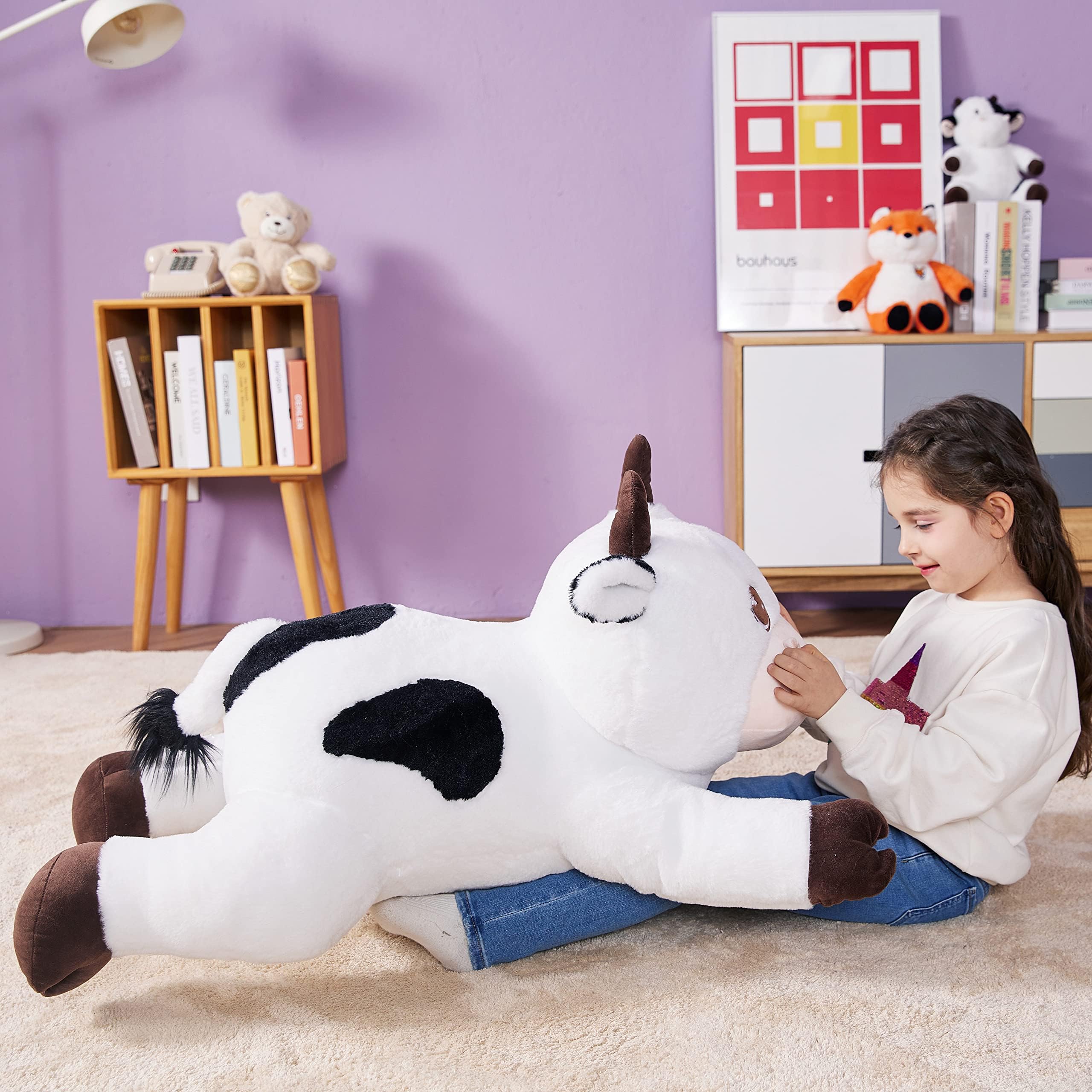 IKASA Giant Cow Stuffed Animal Plush Toy,30" Large Cute Jumbo Soft Toys,Huge Big Size Plushy Fluffy Fat Oversized Plushie