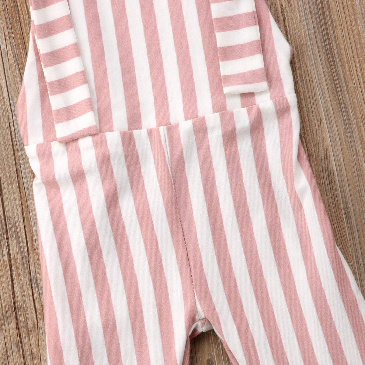 ZAXARRA Toddler Baby Girl Stripes Bell-Bottom Jumpsuit Romper Overalls Long Pants Outfits (1-2 Years, Brown Pink)