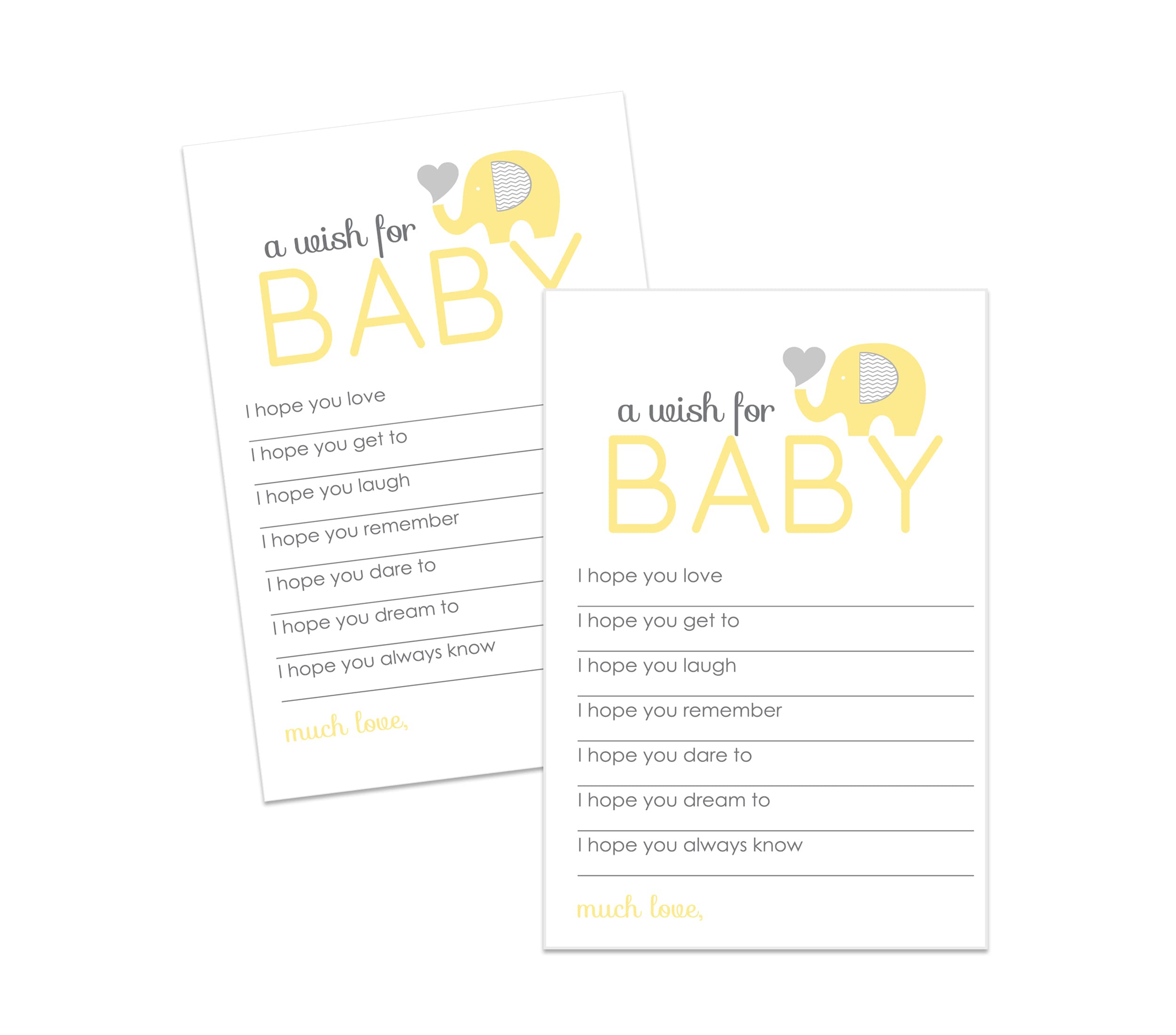Paper Clever Party Yellow Elephant Wishes for Baby Shower Advice and Wish Cards Parents Keepsake Activity Gender Reveal Wishing Well Birthday Memory Ideas Pack of 20 4x6 Set