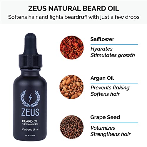 ZEUS Premium Beard Care Kit β Complete Grooming Set, Beard Wash Combo, Beard Oil & Balm, Beard Brush & Comb (Verbena Lime)