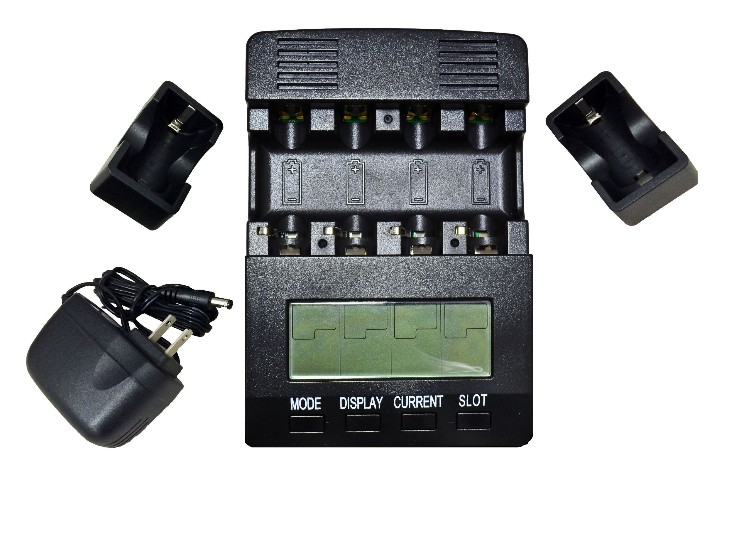 Opus BT-C2000-charger-set AC 100-240V Battery Charger Tester Analyzer NiMH NiCd AA AAA C D Cells, Wall Adapter 12 Volt Input Portable Option