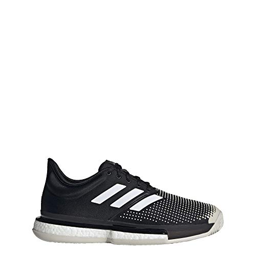 adidas Men's SoleCourt Boost Clay Tennis Shoe, Black/White/raw White, 14.5 M US