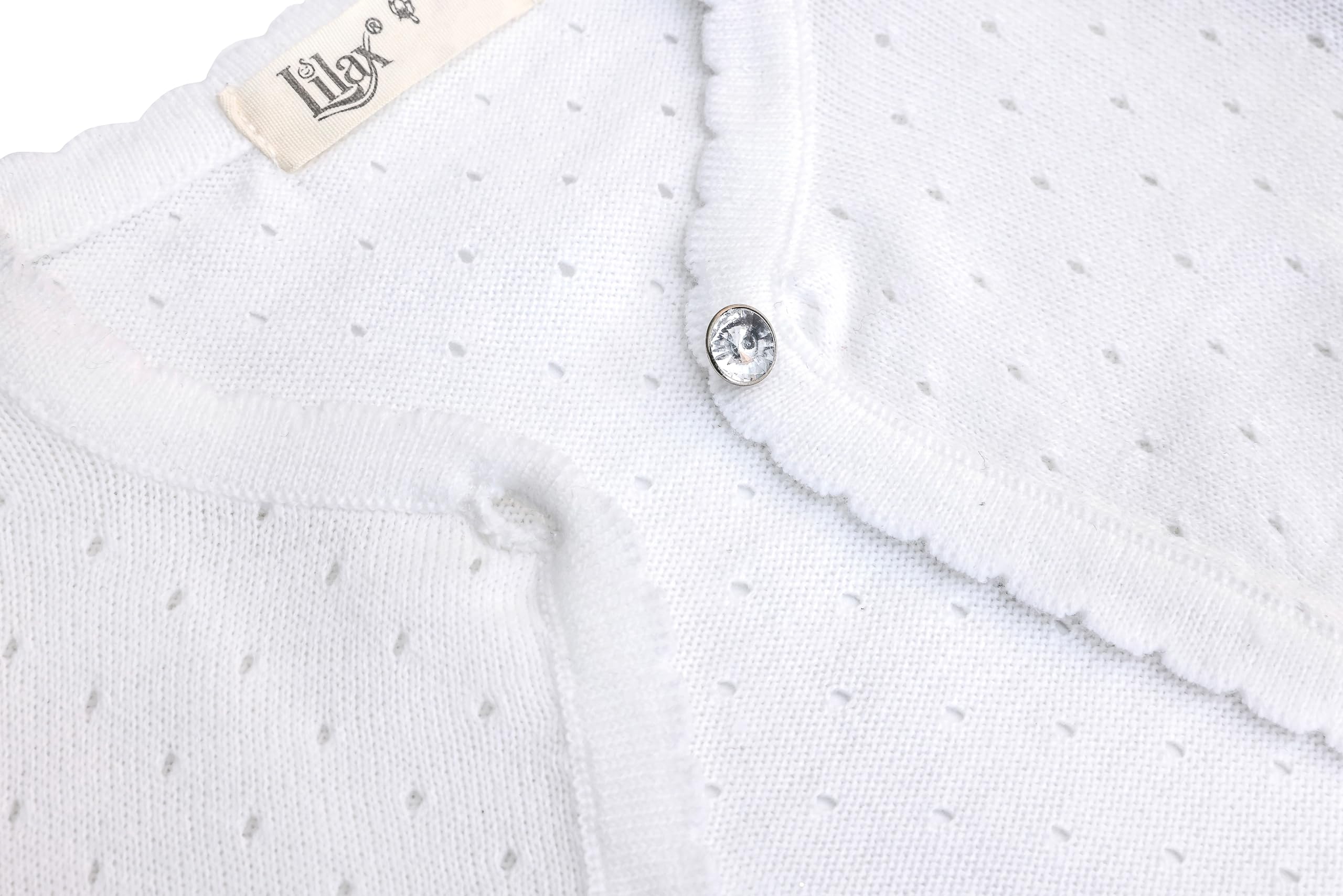 Lilax Baby Girls' Knit Long Sleeve One Button Closure Bolero Shrug 3-6 Months White