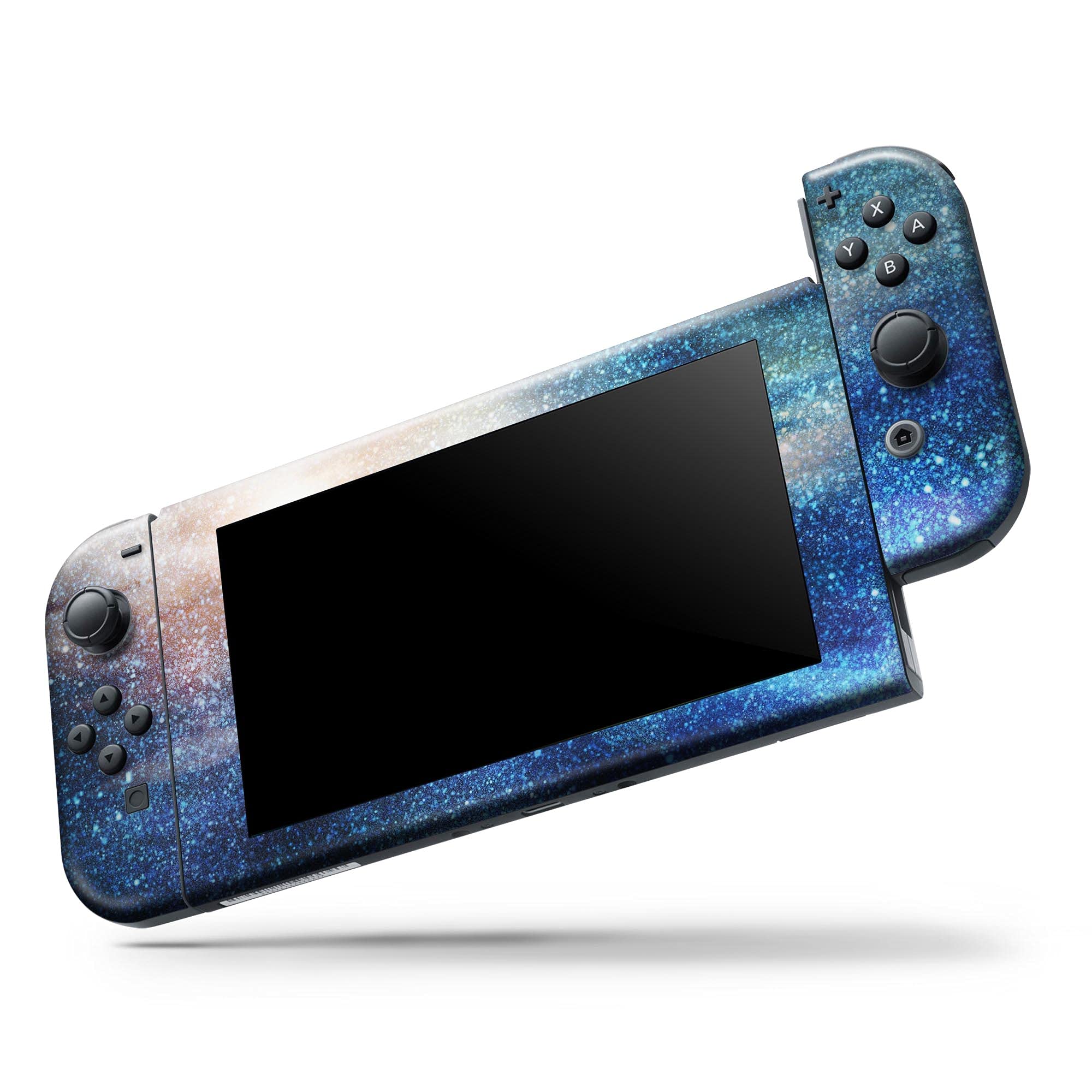 Design Skinz - Compatible with Nintendo Switch Console + Joy-Con - Skin Decal Protective Scratch-Resistant Removable Vinyl Wrap Cover - Blue & Gold Glowing Star-Wave