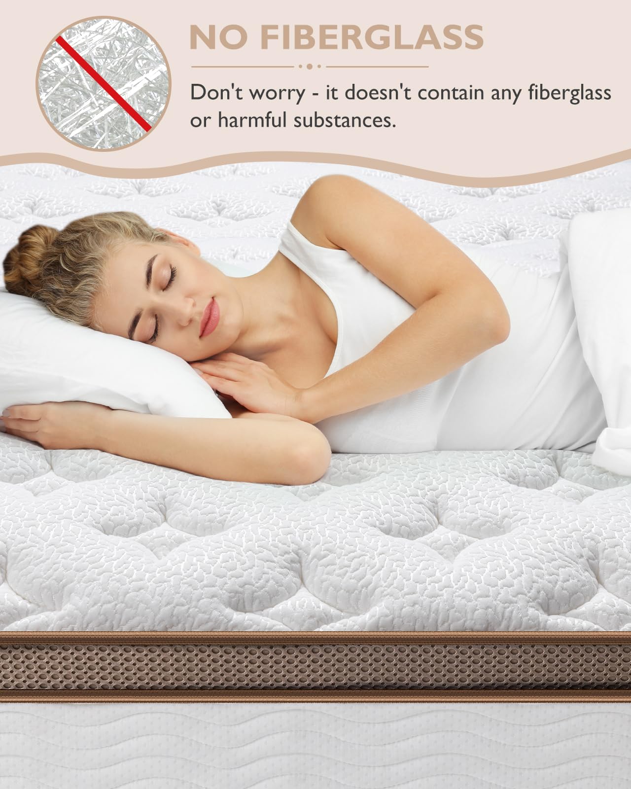 BedStory Queen Mattress - 14 Inch Hybrid Mattress in a Box - Individually Wrapped Coils for Pressure Relief and Motion Isolation