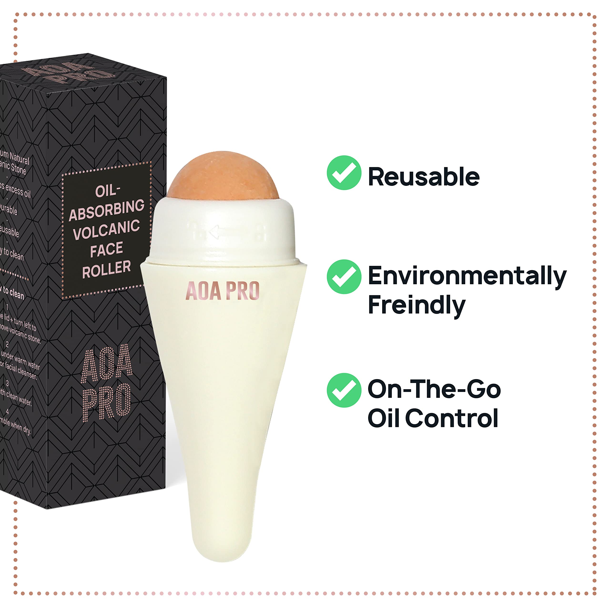 AOA STUDIO Face Roller for Oil-Absorbing Volcanic Face Roller Reusable Facial Skincare Tool Face Massage (Black)