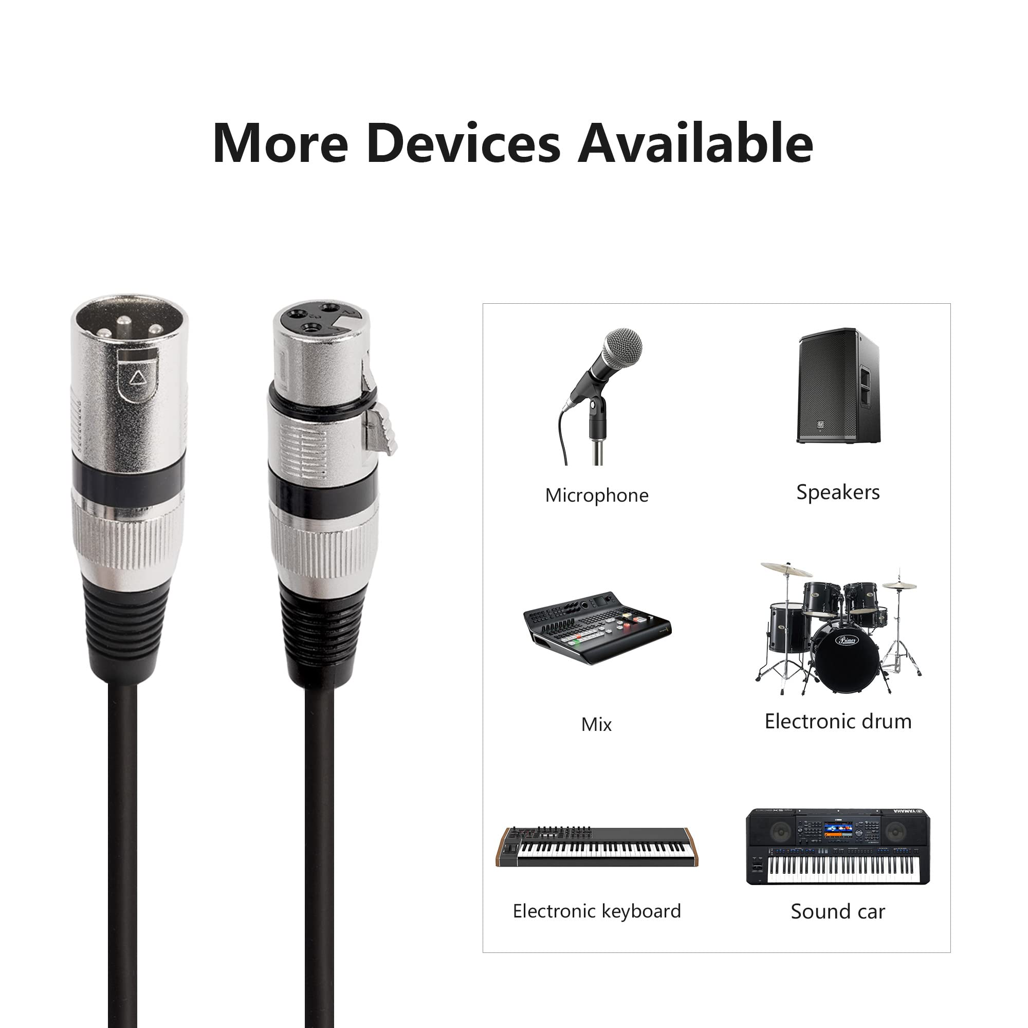 Giusuemp XLR Balanced Microphone Cables 3 Pin XLR Male to Female,10 feet,Silver Black for Powered Speakers, Audio Interface or Mixer Live Performance & Recording