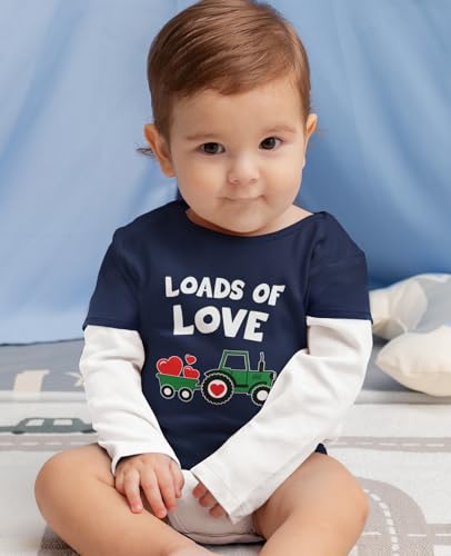 Valentine Day Shirt for Boys Loads of Love Valentines Toddler Kids Shirts 2T Navy