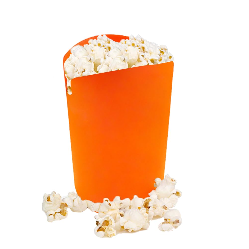 Fglmctsh The Original Microwave Popcorn Popper,Popcorn Containers,Popcorn Buckets Reusable, Silicone Popcorn Maker Collapsible Bowl BPA -Free, Hot Air Popcorn Maker, No Oil Required (Orange, 1)