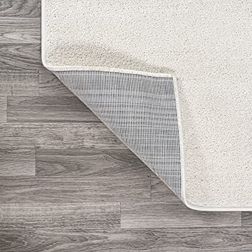 Eyely UES100T-3OV Supersoft Haze Solid Low-Pile Indoor Area Rug Casual;Contemporary;Solid;Traditional, Bedroom, Kitchen, Living Room, Easy-Cleaning, Non-Shedding, 3 X 5 Oval, Cream