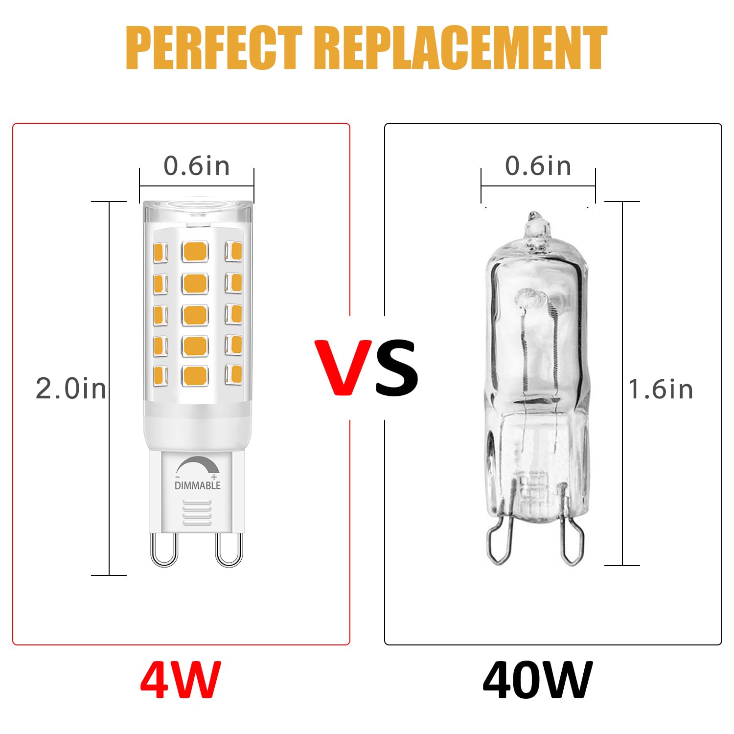 Ugvmn G9 LED Bulb Dimmable, No Flicker 2700K Soft Warm White T4 Small G9 LED Bi Pin Base, 4W (40W Halogen Replacement Bulbs), Chandelier Light Bulbs for Home Lighting, 4 Pack (Modern, Count, 4)