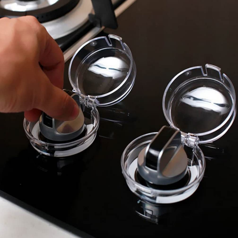DOITOOL Kitchen Stove Knob Covers 4 Pcs Stove Knob Covers Baby Safety Gas Stove Knob Cover Protection Locks Oven Gas Safety Guards Switch Cap for Child Proofing Kitchen Transparent