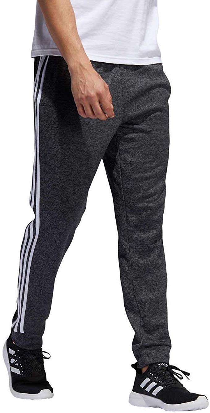 adidas Men's Tech Fleece Climawarm Jogger Sweatpant Pants (X-Large, Black Heather/White)