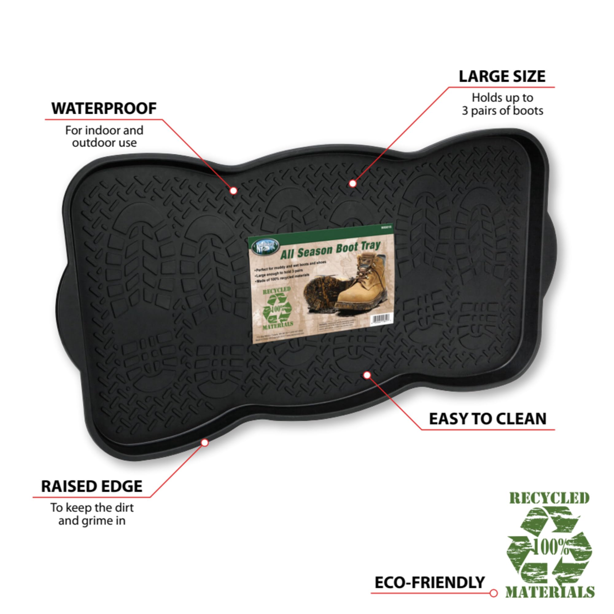 Performance Tool W89018 Boot Tray & Mat for Home and Kitchen, Pets & Gardening. Best for Everything From Entryway Tidy, Dog Food Bowls to Paint & Planting Trays, Black