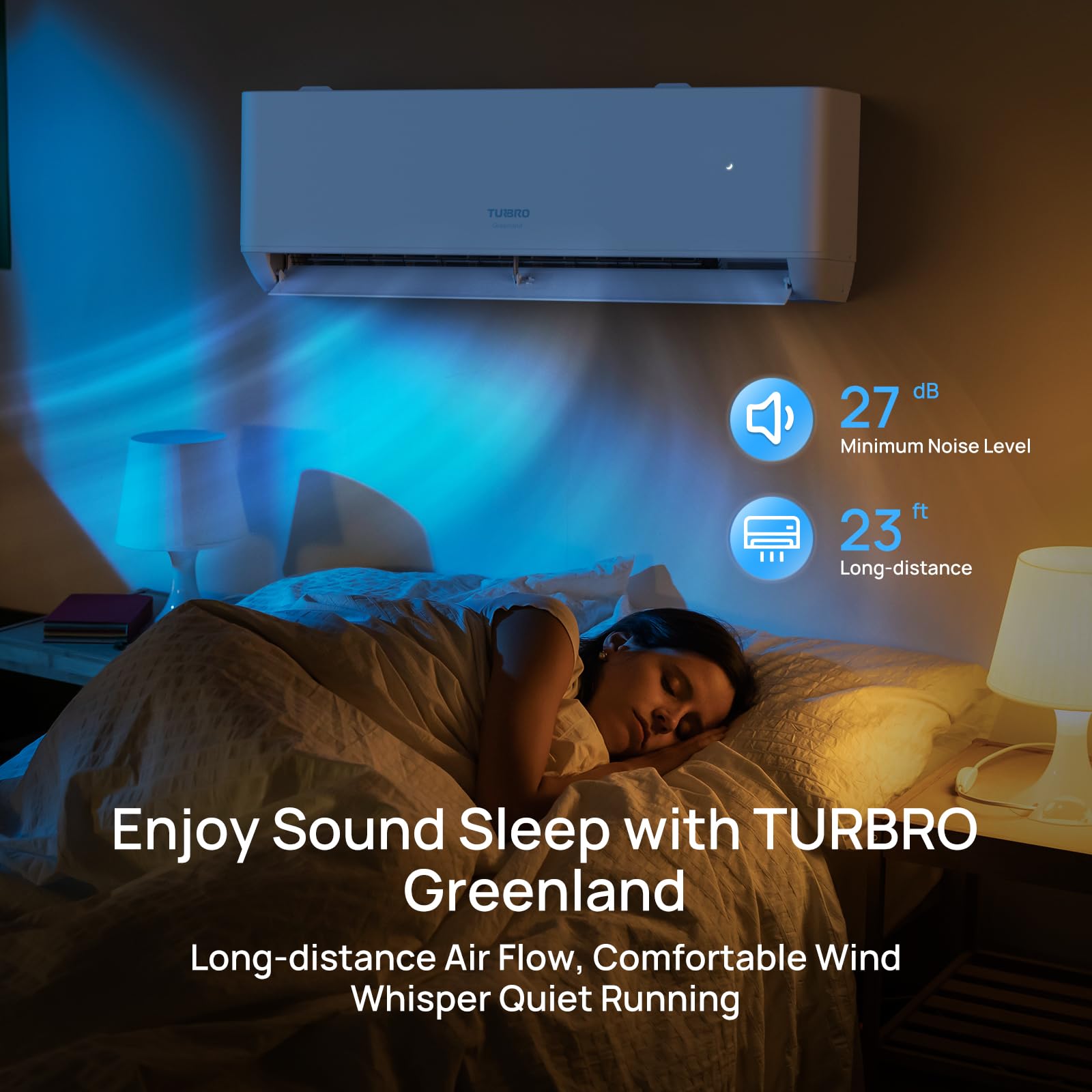 TURBRO 12,000 BTU Ductless Mini Split Inverter AC with Heat Pump, 22 SEER2, 115V, WiFi-Enabled, Cools up to 750 Sq.Ft, Energy Star, Greenland Series