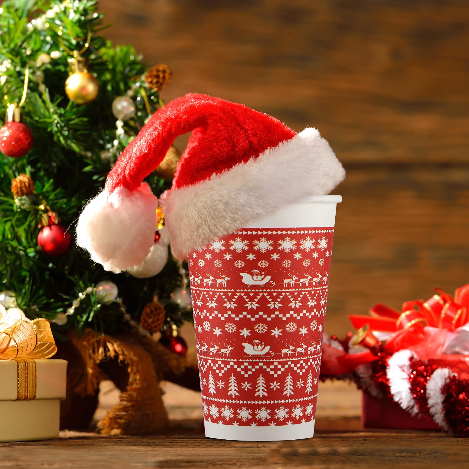 Aneco 36 Pieces Christmas Cups 16 Ounce Drinking Tea Paper Cups for Both Hot and Cold Beverages, Christmas Party Supplies, Assorted Styles