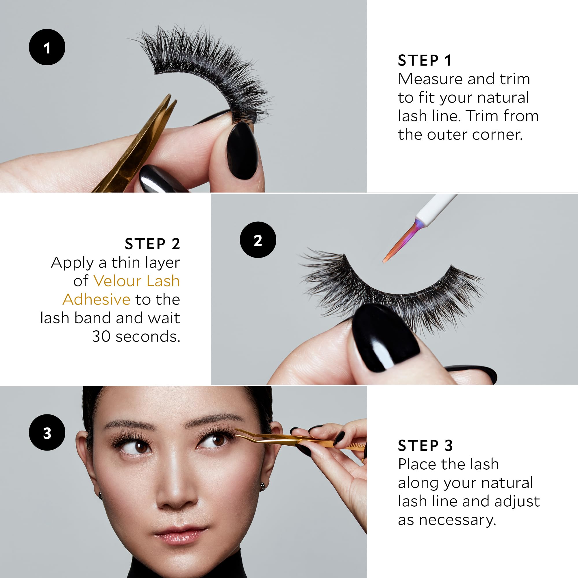 Velour Strong Eyelash Glue β Super Hold Vegan Lash Adhesive, Brush on Applicator β Premium, Latex-Free Individual Bond for Strip Eyelash Extensions, False Lashes (White)