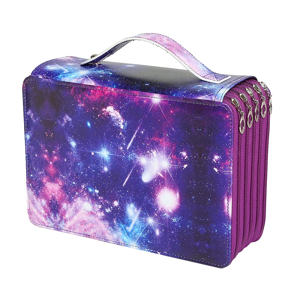 Lbxgap Portable Colored Printing Pattern Pencil Case 250 Slots Pen Pencil Bag Organizer with Handy Wrap Portable- Multilayer Holder for Prismacolor Crayola Colored Pencils