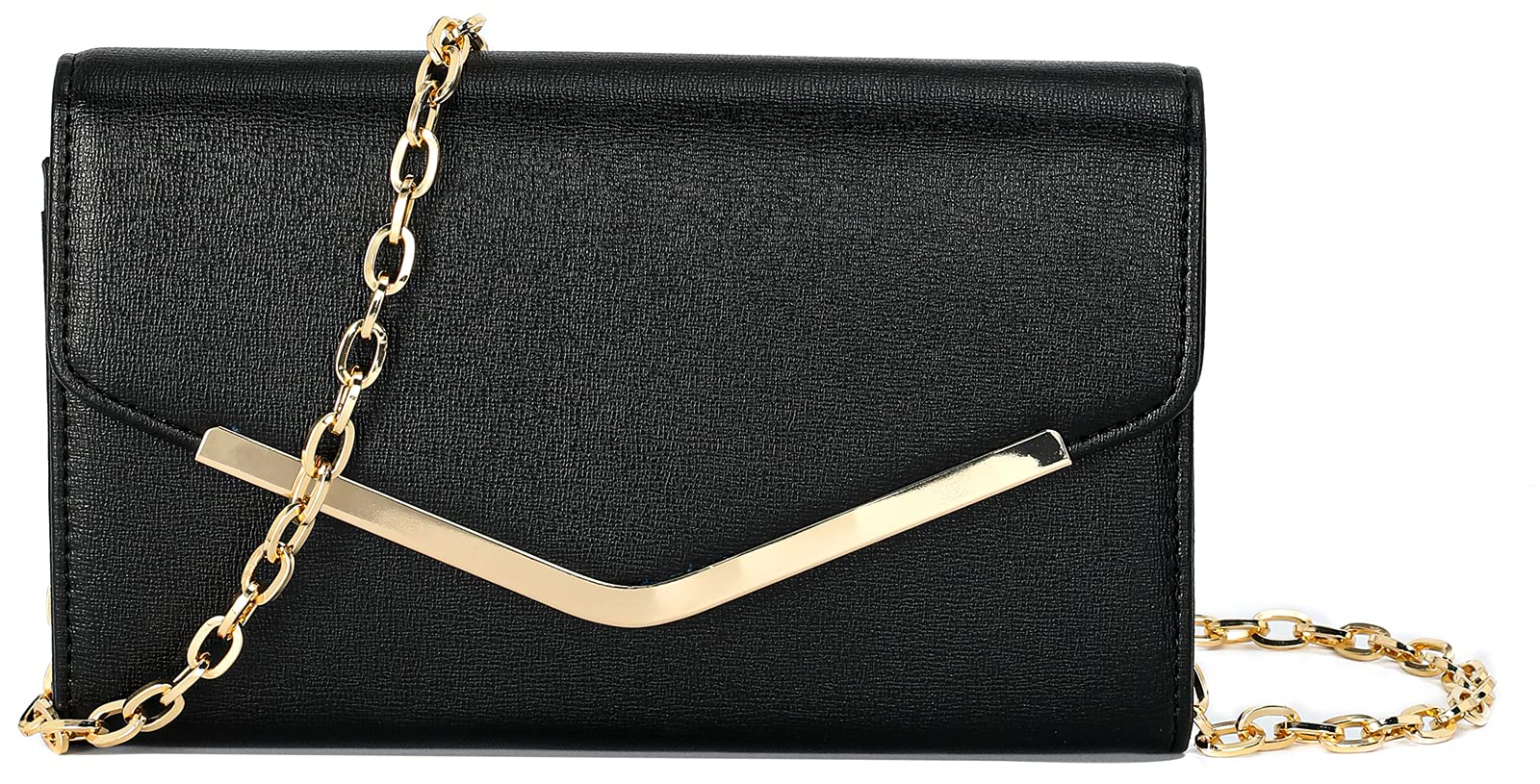 Autumnwell Clutch Purse Evening Bag for Women,Black Envelope Handbag With Detachable Chain for Wedding and Party