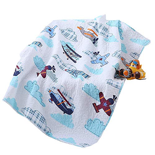 House Airplane Plane Quilt Baby and Toddler Quilt Bedspread Boys Girls Kid's Quilt 43" X 51"