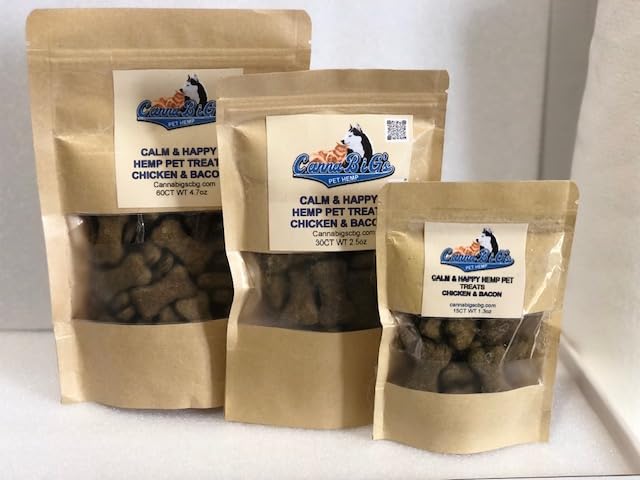 Calm & Happy Hemp Pet Treats Chicken & Bacon-Supports Muscle&Joints-Inflammation-Mood Support-Digestive-Support-Restful Sleep-Calming-Made with Hemp Seed Oil-pet Support (15 Count, 1.3, Ounce)