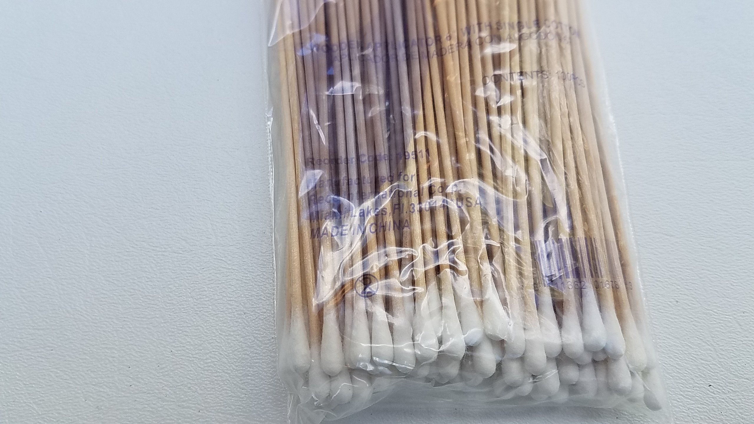 Viamed 500 cotton swabs applicator with long wood Handle Q-tip 6" Non-Sterile 5 100/bag