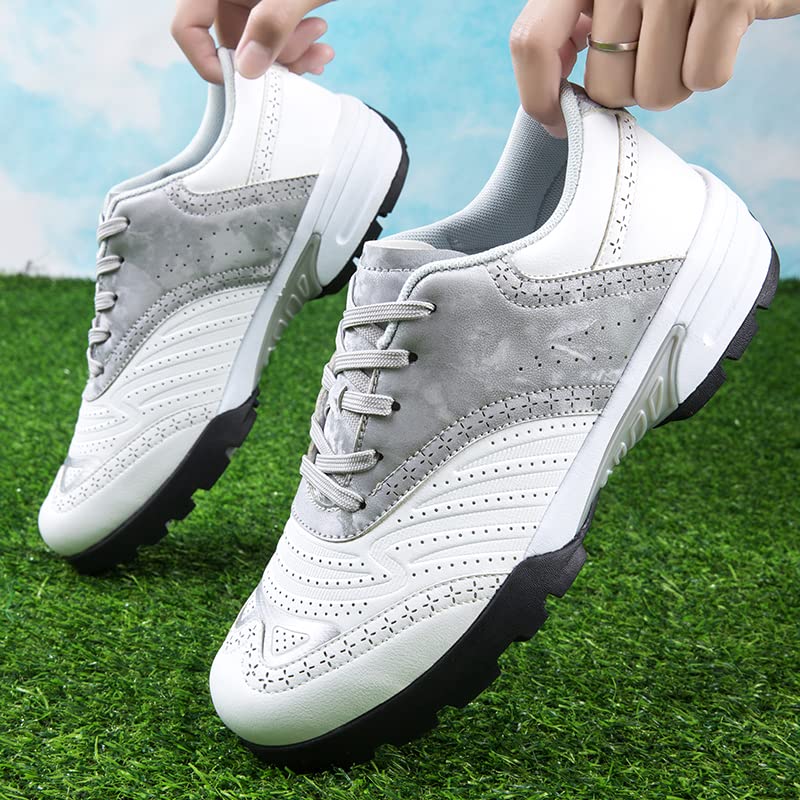 AOLEXWU Golf Shoes Men Spikeless Comfortable Anti Slip Walking Footwears Shock Resistant Breathable Golf Training Sneakers Grey