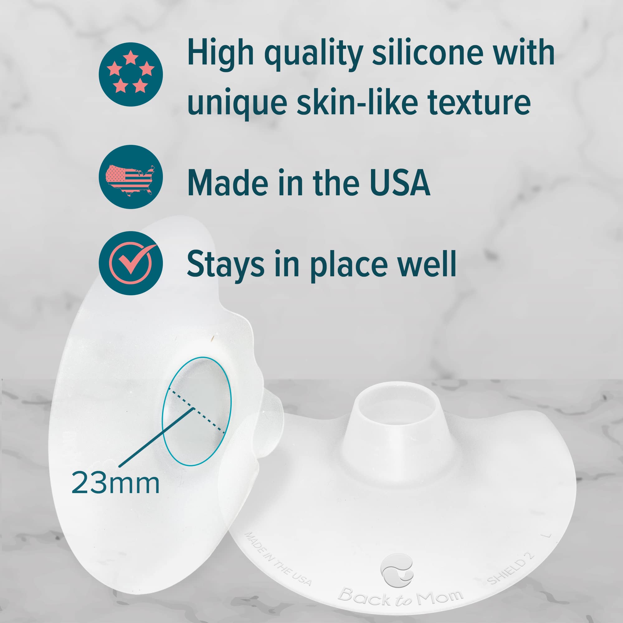 Back to Mom Nipple Shield Weaning Kit - Made in USA, 3 Step Open-Ended Nipple Shields Best for Nipple Size 22mm-25mm