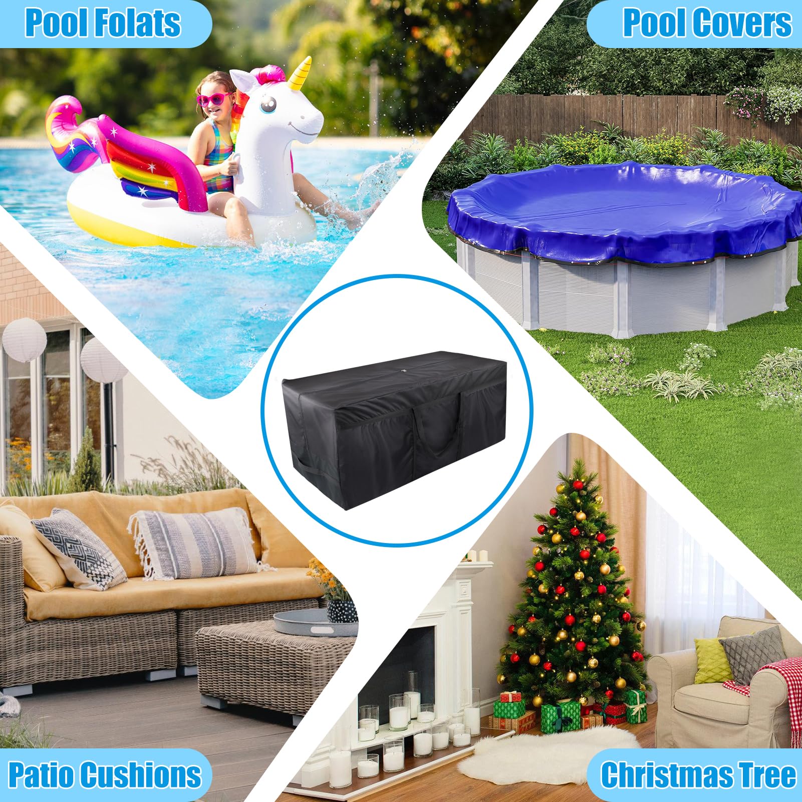 Aulock Extra Large Storage Bag for Aboveground Pools - Heavy-duty Pool Cover Storage Bag with 4 Handles for Inflatable Frame Pools Accessories Outdoor Patio Cushion, 56''x24''x24''