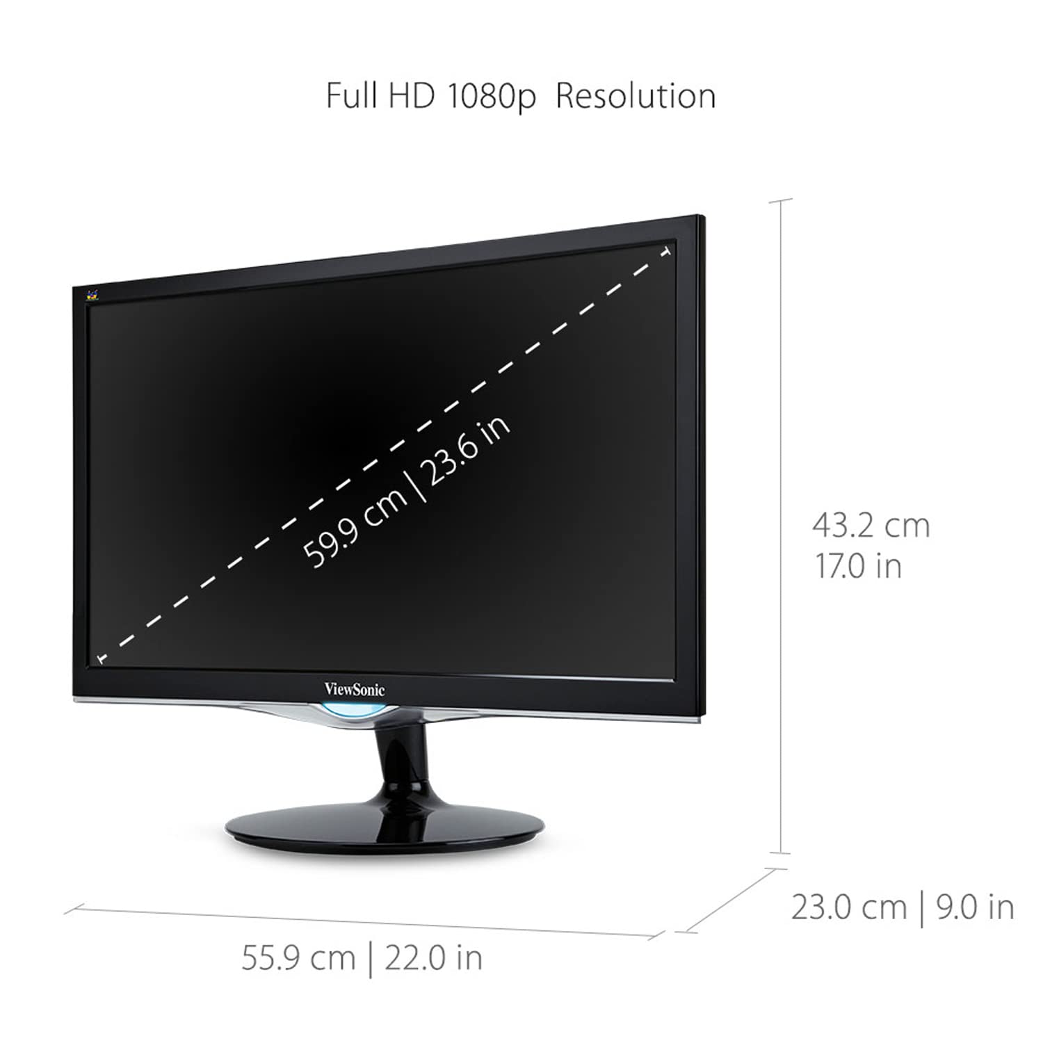 ViewSonic VX2452MH 24in 2ms 1080p Gaming Monitor HDMI, DVI, VGA (Renewed)
