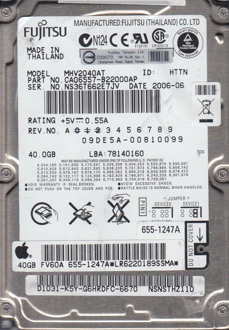 Fujitsu MHV2040AT 40GB UDMA/100 4200RPM 2MB 2.5-Inch Notebook Hard Drive