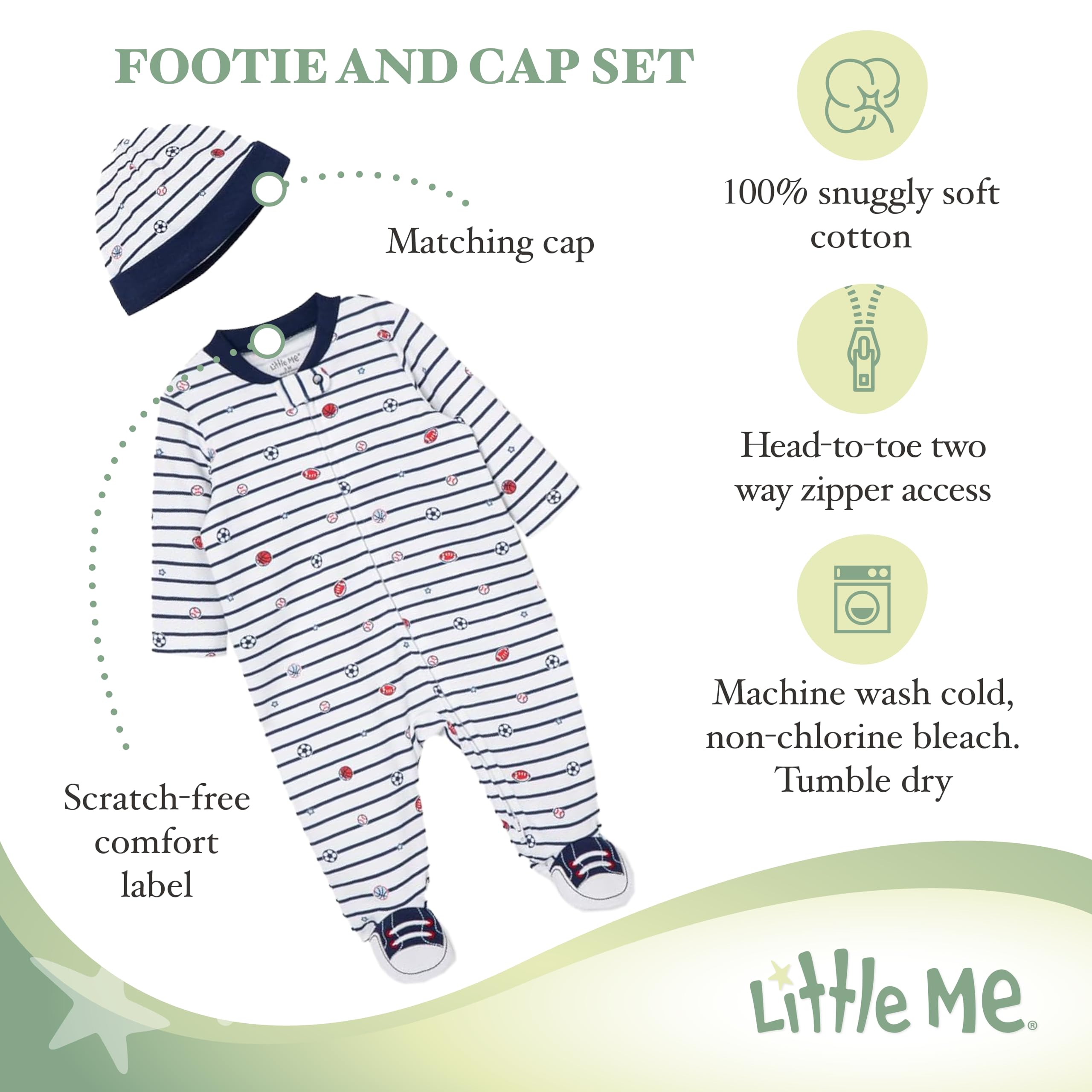 Little Me Baby-Girls Sweet Bear Footie, Light Pink, Newborn