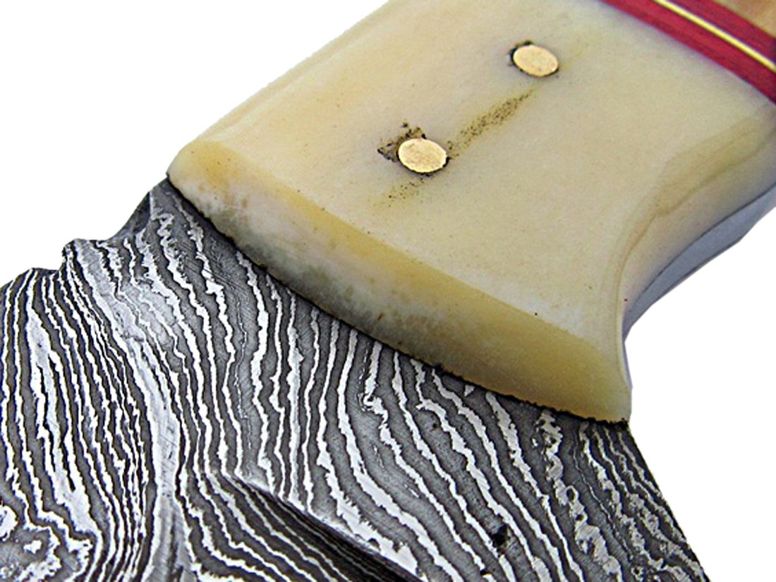 AishaTech Colt Hand Crafted Hunting Knife Damascus Steel Blade Wood Handle