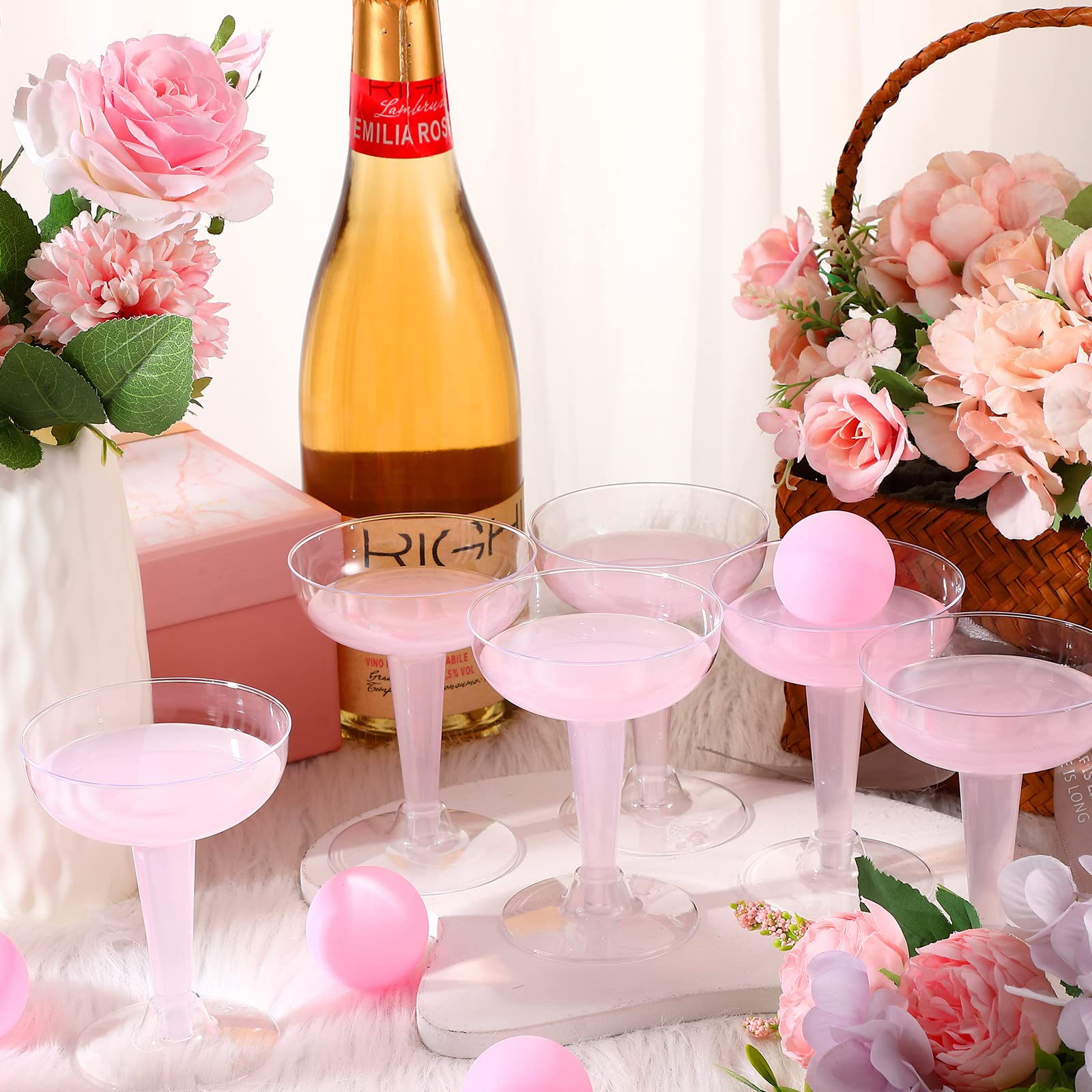 Hoolerry 28 Pcs Prosecco Table Tennis Game Set Include 22 Plastic Cups and 6 Balls for Bachelorette Party Girls Night, Birthday, Bridal Shower Game