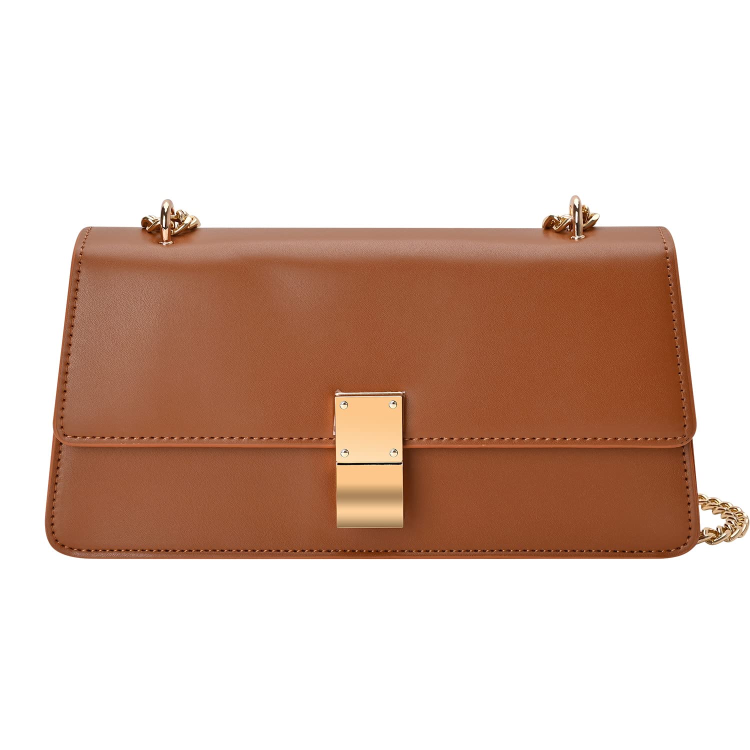 GM LIKKIE Crossbody Shoulder Bag for Women, Medium Ladies Clutch Purse, Trendy Y2K PU Leather Handbag (Brown)