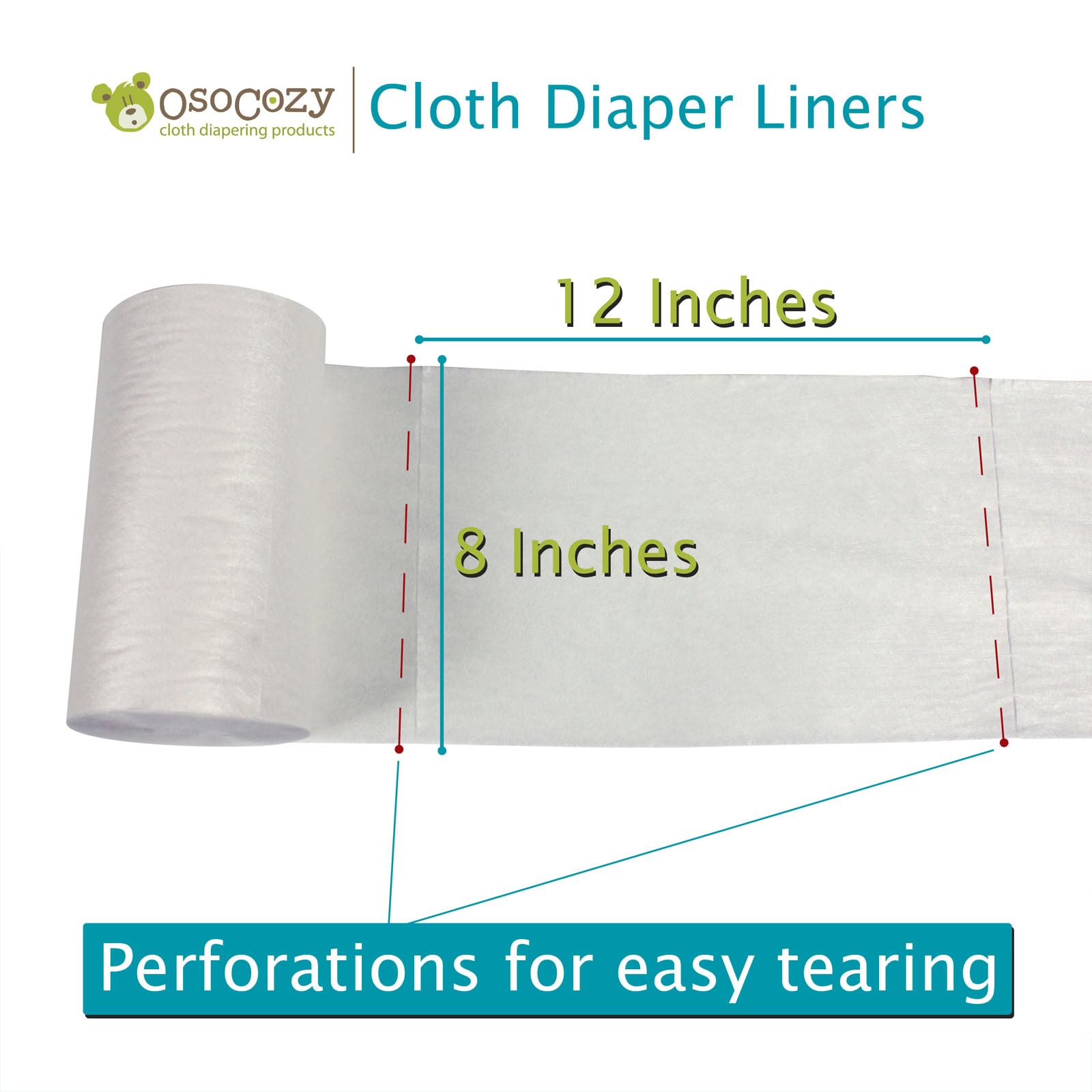 OsoCozy Flushable Diaper Liners 3 Pack - Makes Cloth Diapering Laundering Easier - Super Soft and Gentle on Baby’s Skin -100 Sheets per roll -3 Rolls.