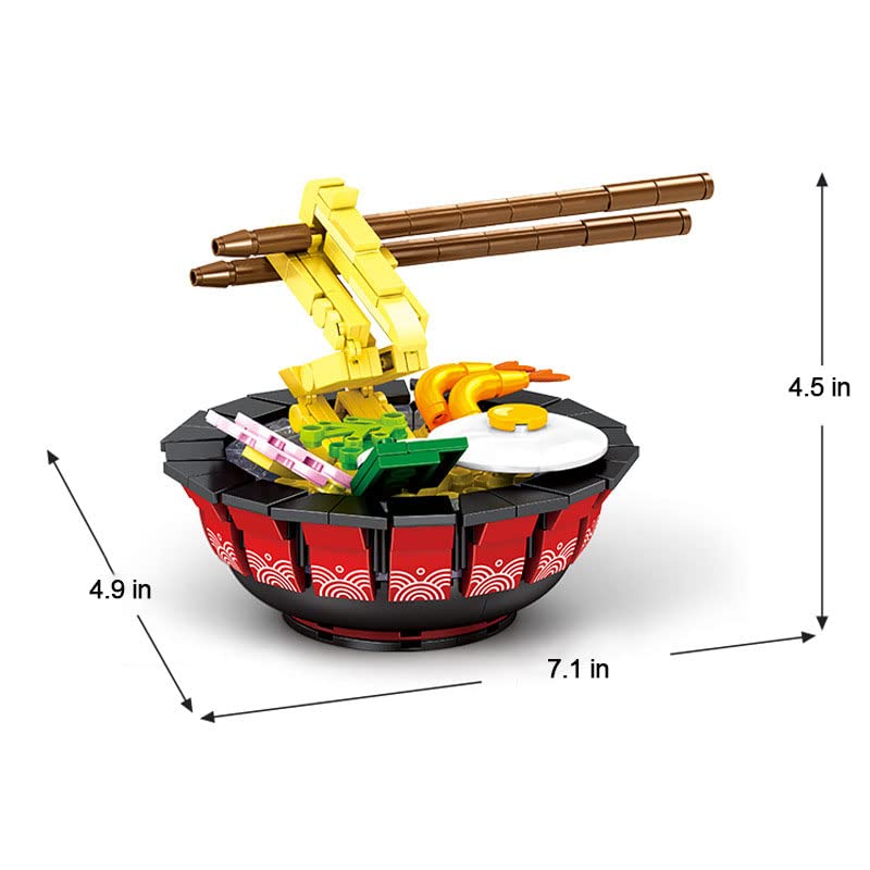 ANGFJ Ramen Building Kit,Japanese Food Lamian Noodles Building Blocks Model Set, Compatible with Main Brand Blocks (372 PCS)