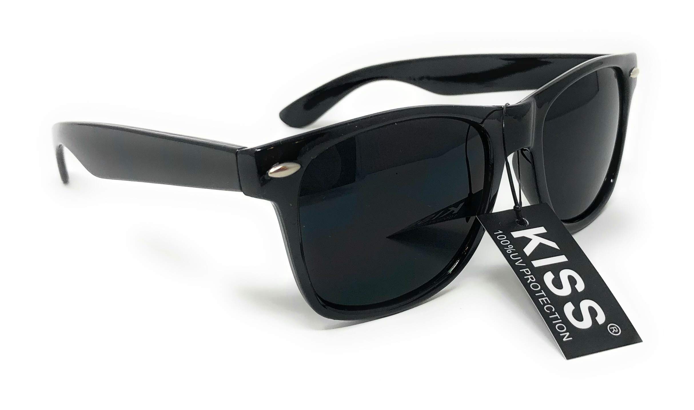 My Shades - Retro 80's Classic Rectangle Sunglasses (Black, Super Dark)