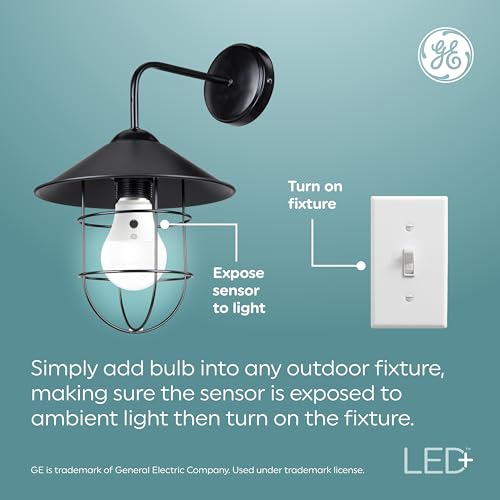 GE LED+ Dusk to Dawn A21 LED Light Bulbs, Automatic On/Off Outdoor Light, Soft White, 13W (3 Pack)