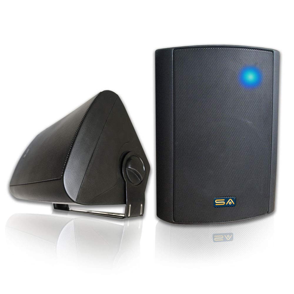 Outdoor Bluetooth Speakers, 5.25" Bluetooth Weatherproof Speakers for Deck Patio Backyard, Pair (Black)
