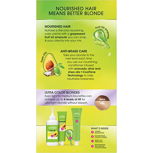 Garnier Hair Color Nutrisse Ultra Color Nourishing Creme, LB1 Ultra Light Cool Blonde (Calla Lily) Permanent Hair Dye, 1 Count (Packaging May Vary)
