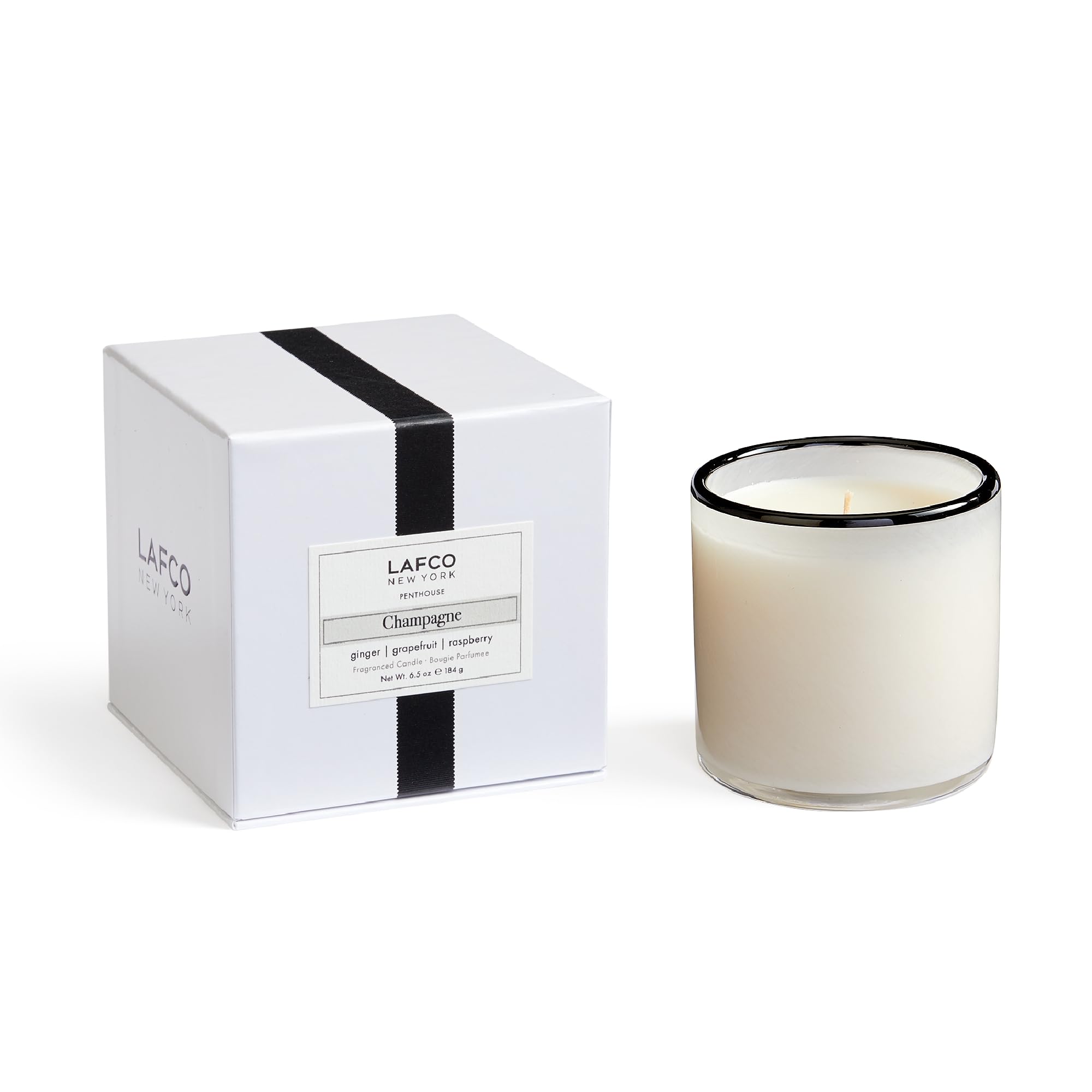 LAFCO New York Classic Candle, Champagne - 6.5 oz - 50-Hour Burn Time - Reusable, Hand Blown Glass Vessel - Made in The USA
